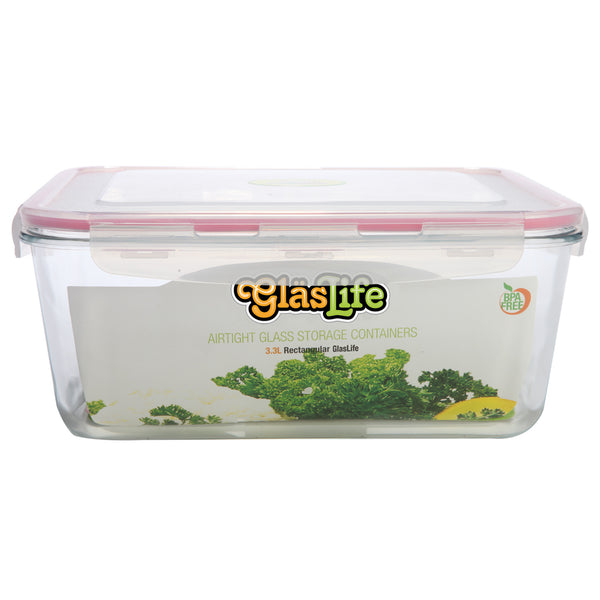 GlasLife® Airtight Rectangular Glass Containers (Set of 4)